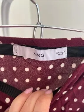 Mango | Skirts | Mango Burgundy Maxi Skirt With White Polka Dots | Poshmark
